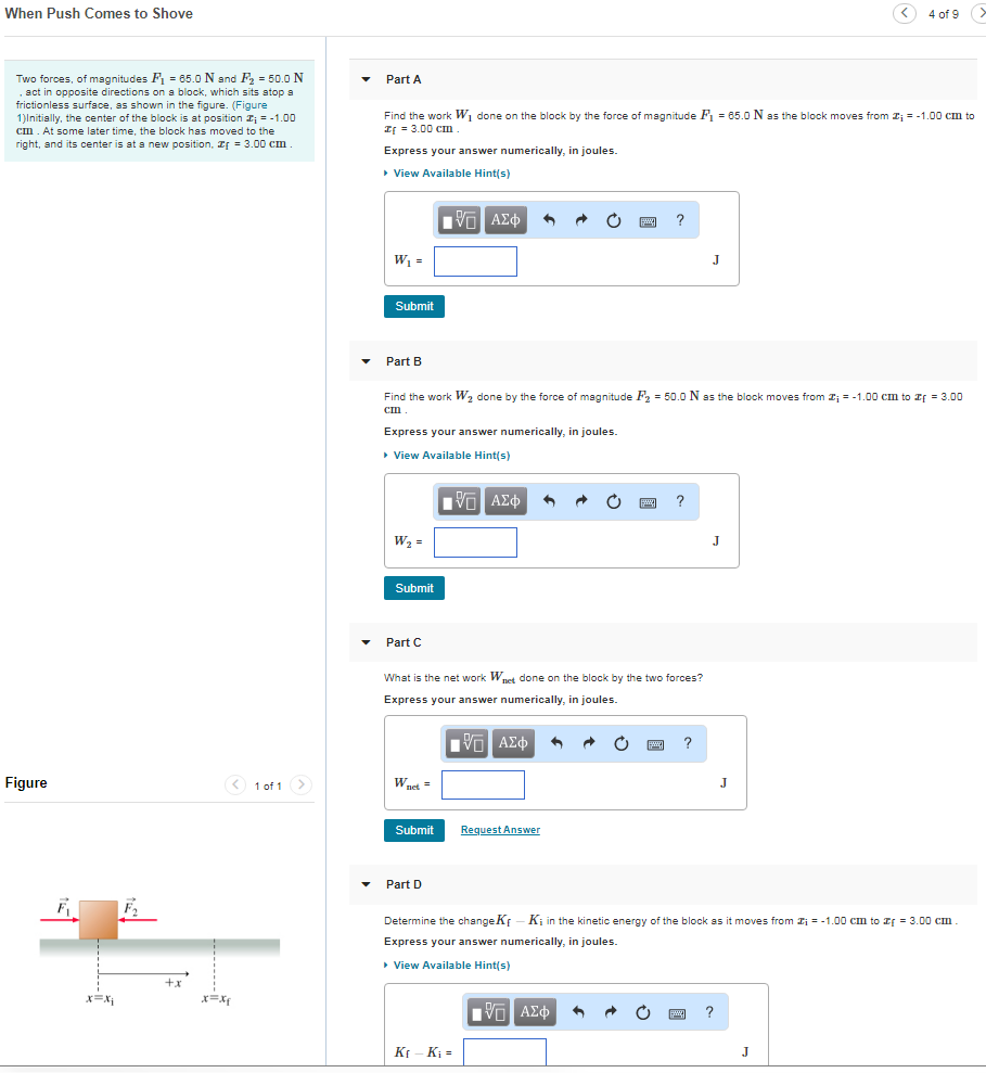Solved When Push Comes to Shove 4 of 9 Two forces, of | Chegg.com