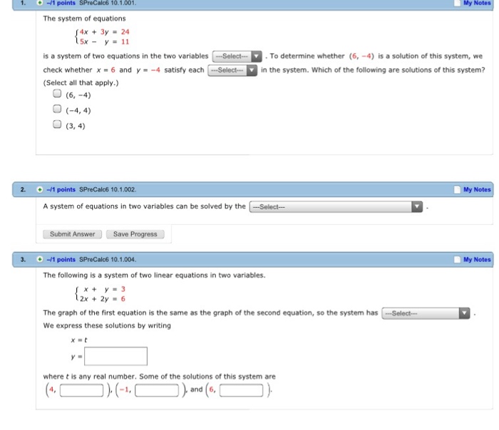 Solved The System Of Equations {4x 3y 24 5x Y 11
