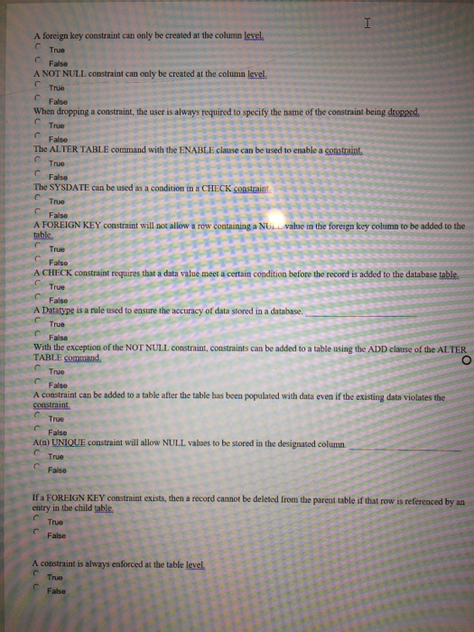 Solved A foreign key constraint can only be created at the | Chegg.com