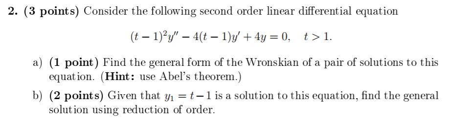 Solved 2 3 Points Consider The Following Second Order