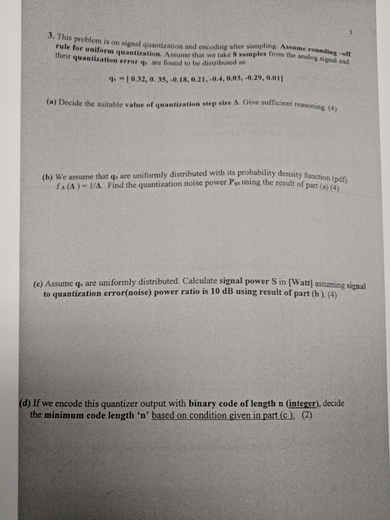 Solved 3 . This problem is on signal quantization and their | Chegg.com
