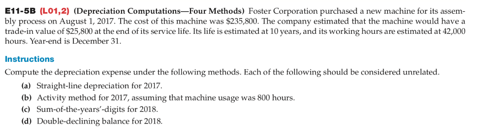 Solved E11-5B (Lol, 2) (Depreciation Computations-Four | Chegg.com