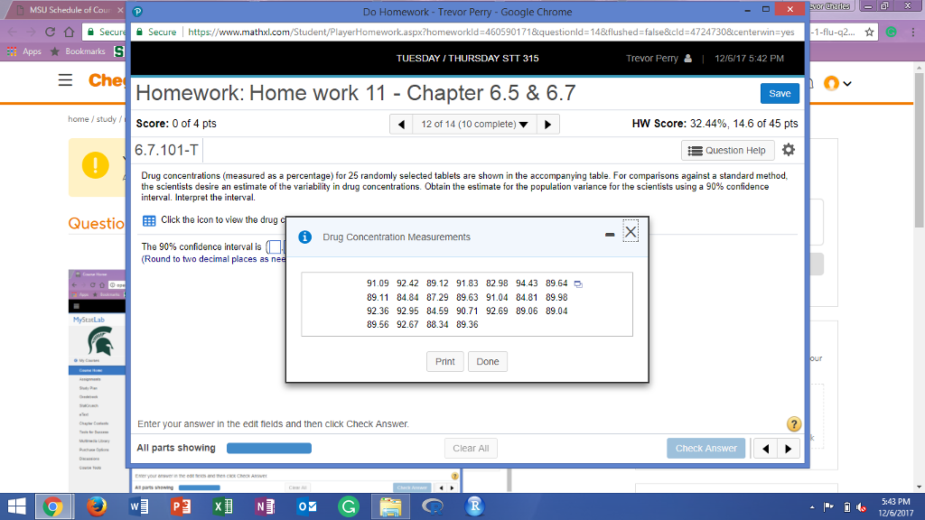 Solved MSU Schedule of Cour X P Do Trevor Google Chrome C O | Chegg.com
