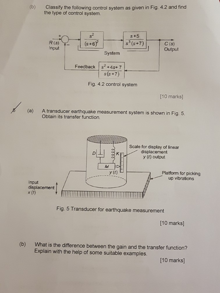 Solved (b) Classify the following control system as given in | Chegg.com