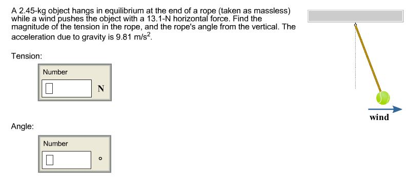 Solved A 2.45-kg object hangs in equilibrium at the end of a | Chegg.com