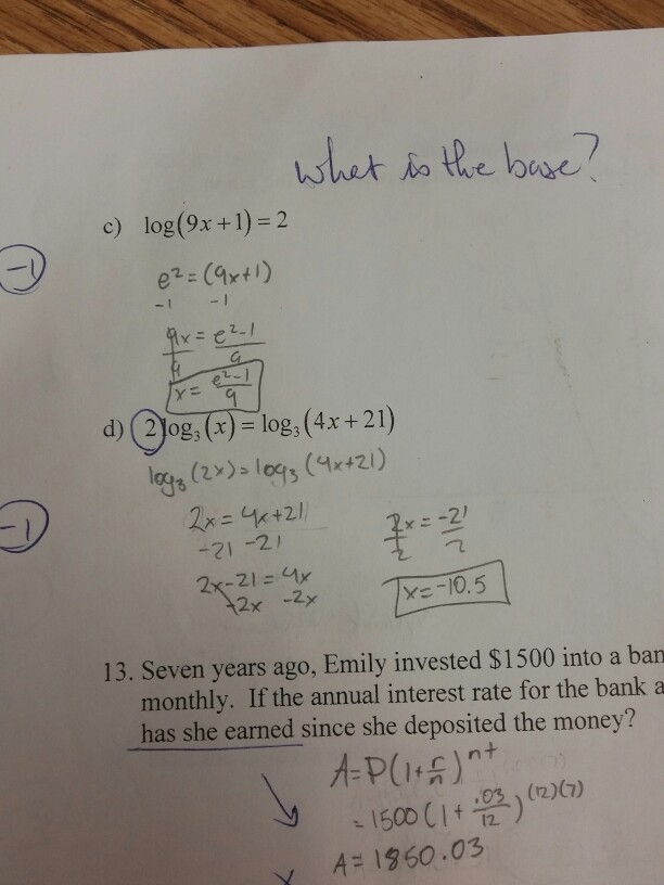 Solved c) log(9x +1)-2 d)@pg,(x)=log,(4x + 21) ys () logs | Chegg.com