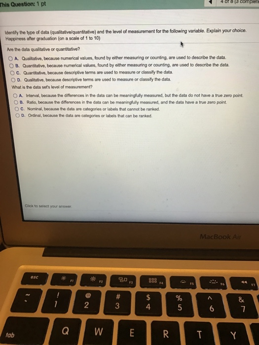 Solved Identify the type of data (qualitative/quantitative) | Chegg.com