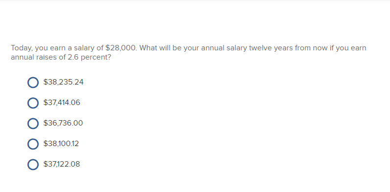 Solved Today, you earn a salary of $28,000. What will be | Chegg.com