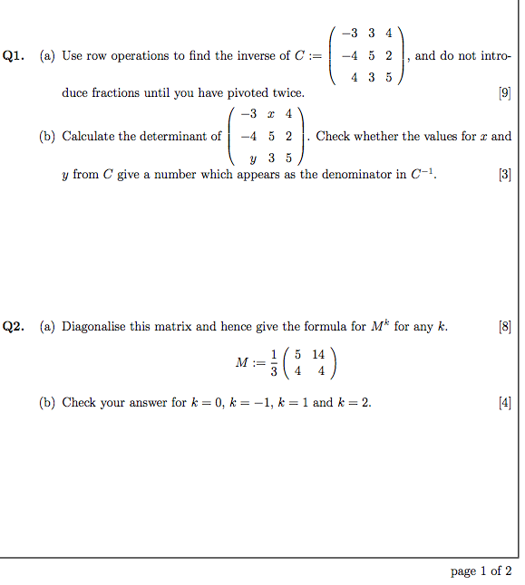 Solved Use row operations to find the inverse of C := , and | Chegg.com