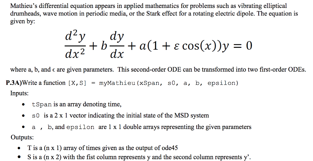 Solved Mathieu's differential equation appears in applied | Chegg.com