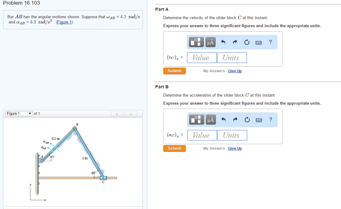 Solved Bar AB has the angular motions shown. Suppose that | Chegg.com