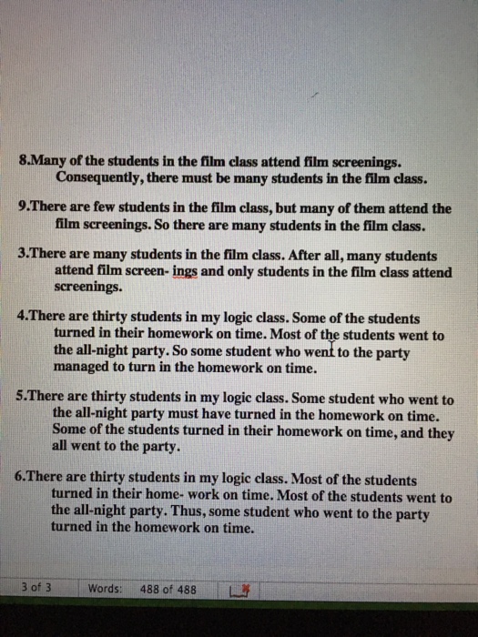 Many of the students in the film class attend film | Chegg.com