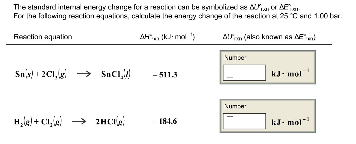 Solved The standard internal energy change for a reaction | Chegg.com