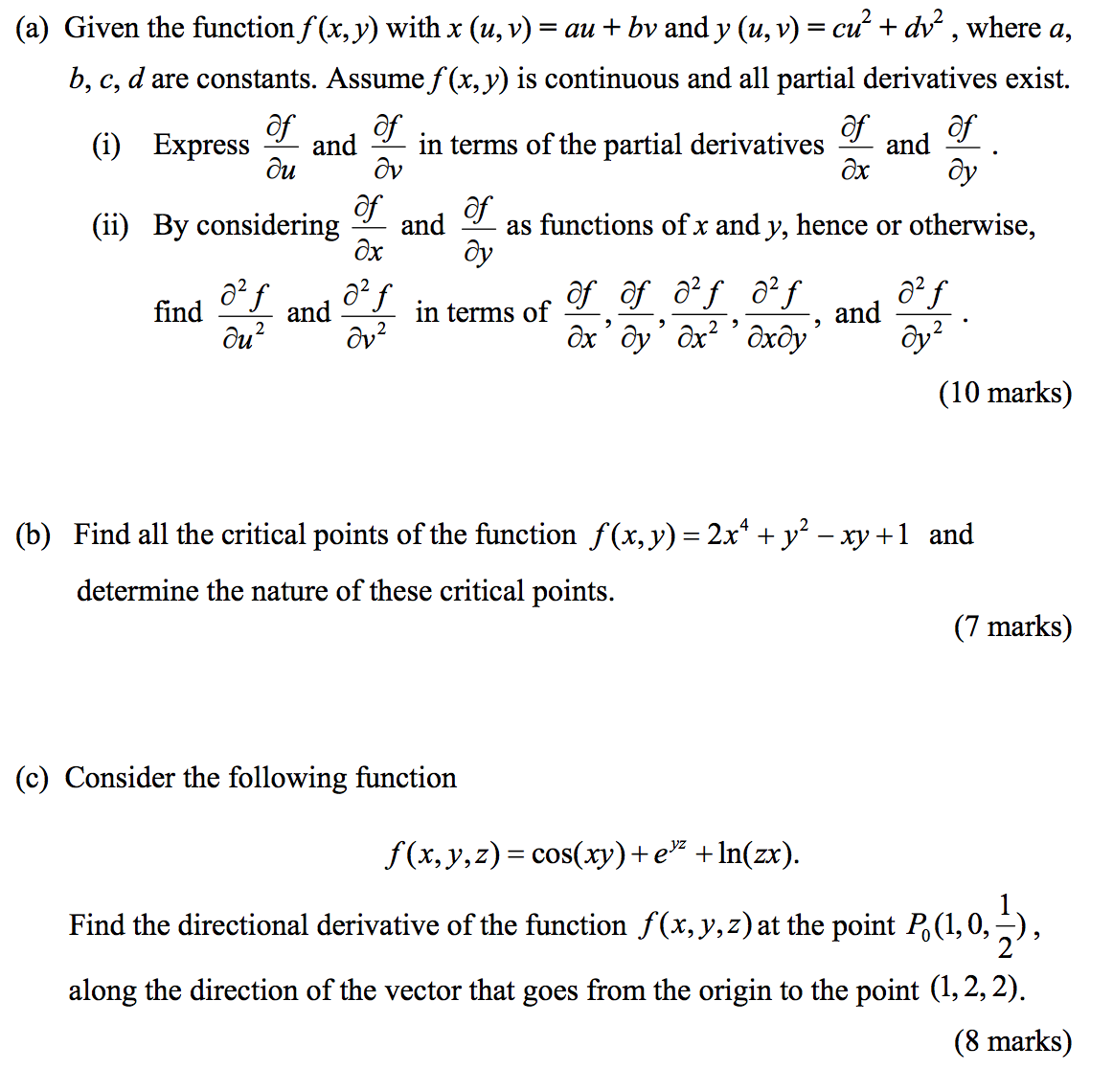 Solved Given the function f(x, y) with x (u, v) = au + bv | Chegg.com