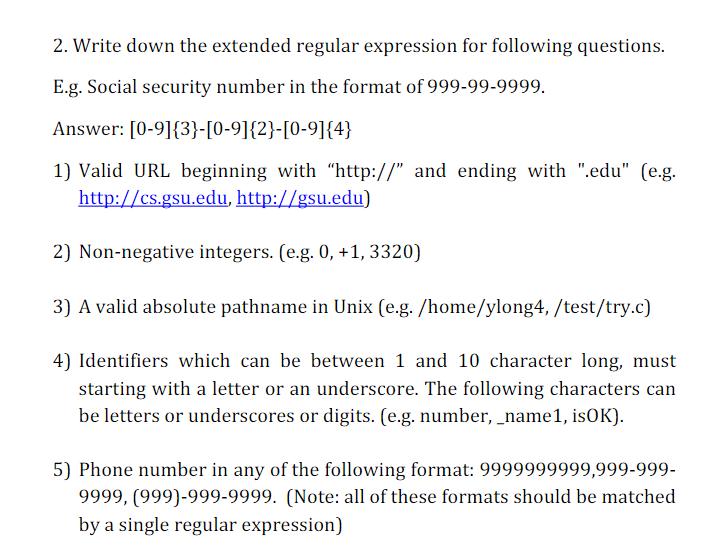 Solved Write down the extended regular expression for | Chegg.com