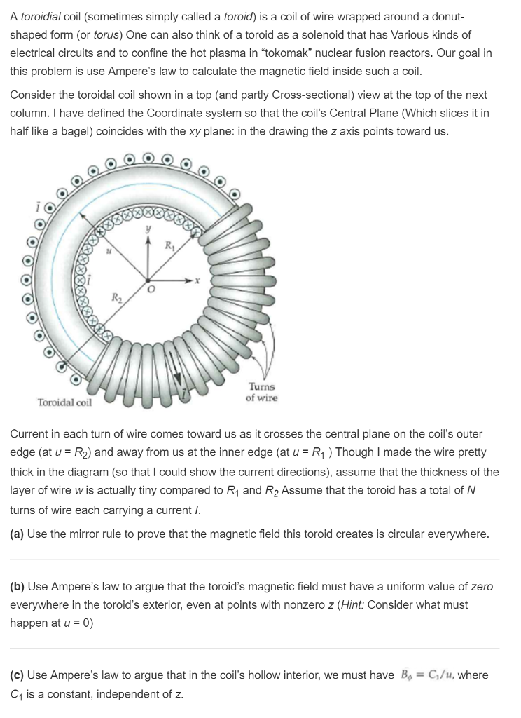 Solved A toroidial coil (sometimes simply called a toroid) | Chegg.com