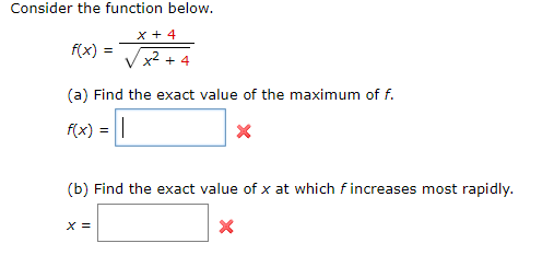 Solved Consider the function below. (a) Find the exact value | Chegg.com