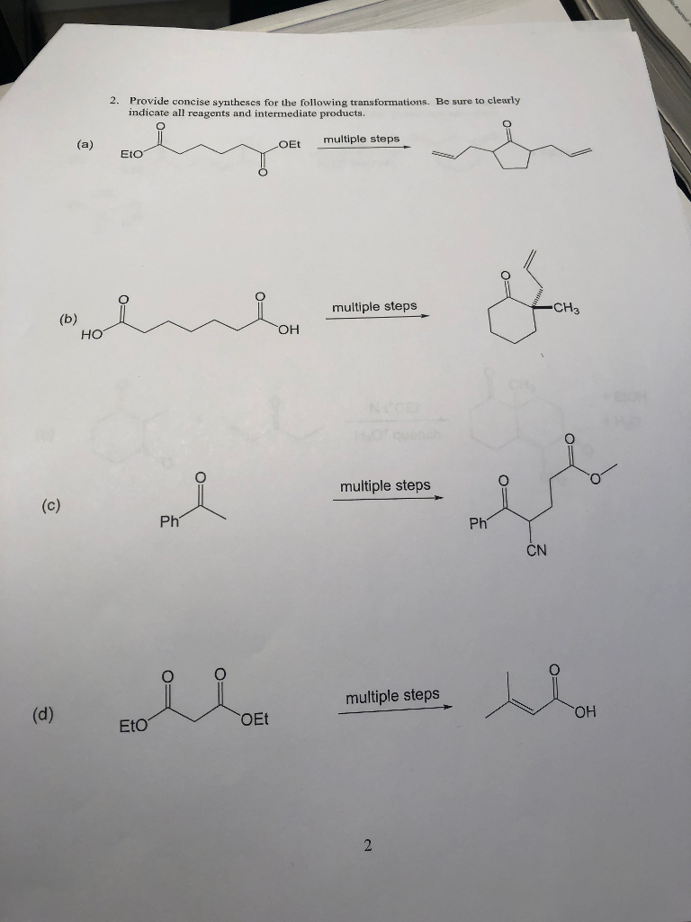 Solved 2. Provide concise synthescs for the following | Chegg.com
