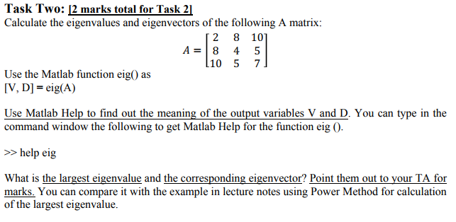 Solved I need the meaning of output variables V and D and of | Chegg.com