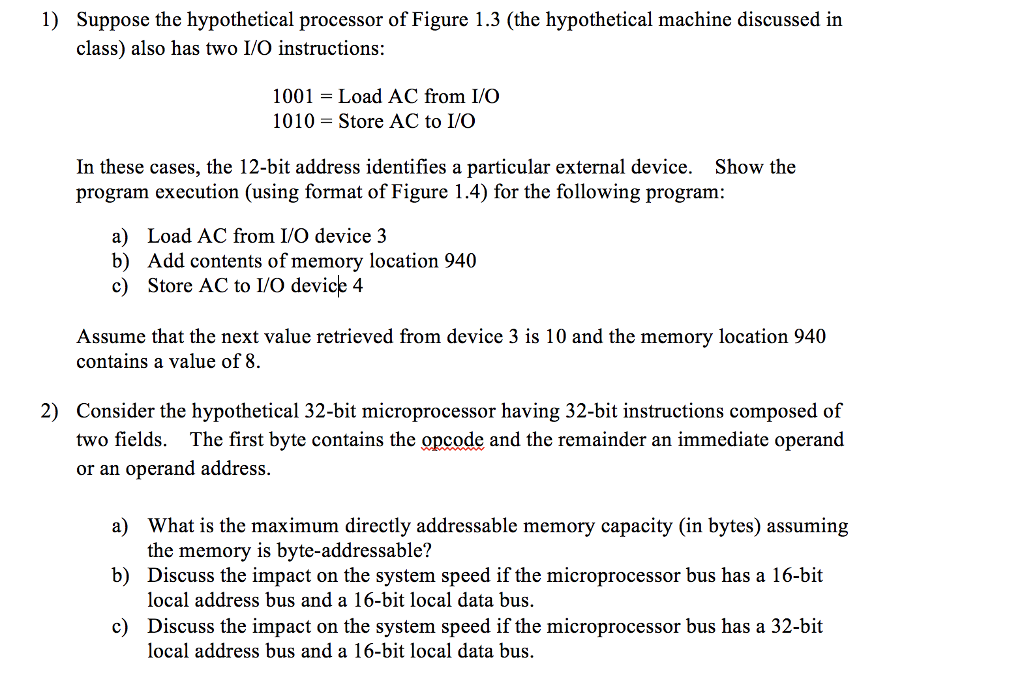 Suppose the hypothetical processor of Figure 1.3 (the | Chegg.com