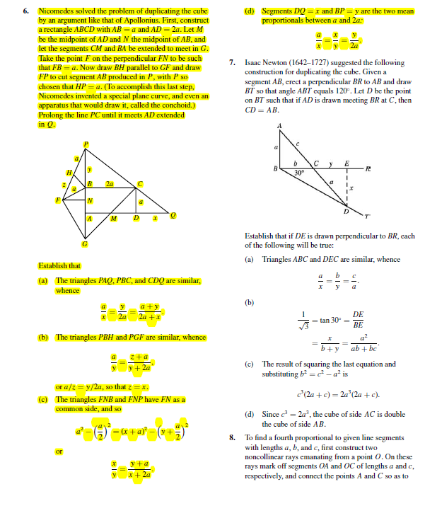 Solved Nicomedes solved the problem of duplicating the cube | Chegg.com