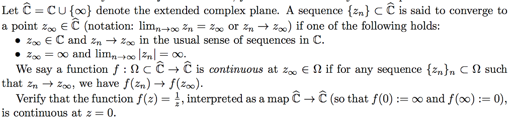 Solved Let C = CU {infinity} denote the extended complex | Chegg.com