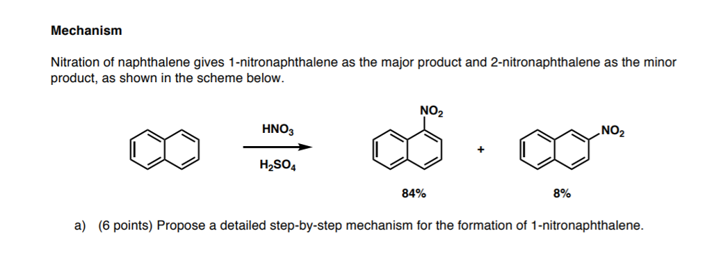 Solved Mechanism Nitration of naphthalene gives | Chegg.com