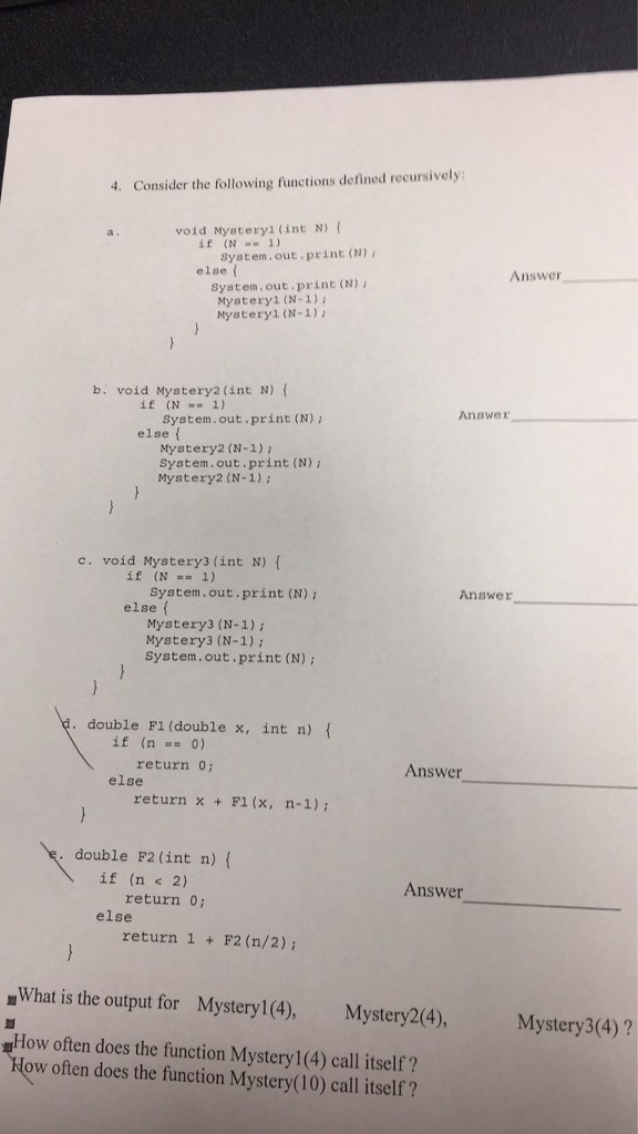 Solved 4. Consider the following functions defined | Chegg.com