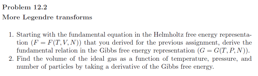 Solved Problem 12.2 More Legendre transforms 1. Starting | Chegg.com