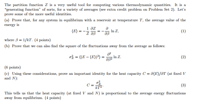Solved The partition function Z is a very useful tool for | Chegg.com