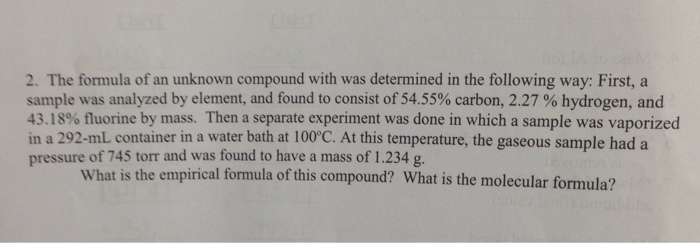 Solved The formula of an unknown compound with was | Chegg.com