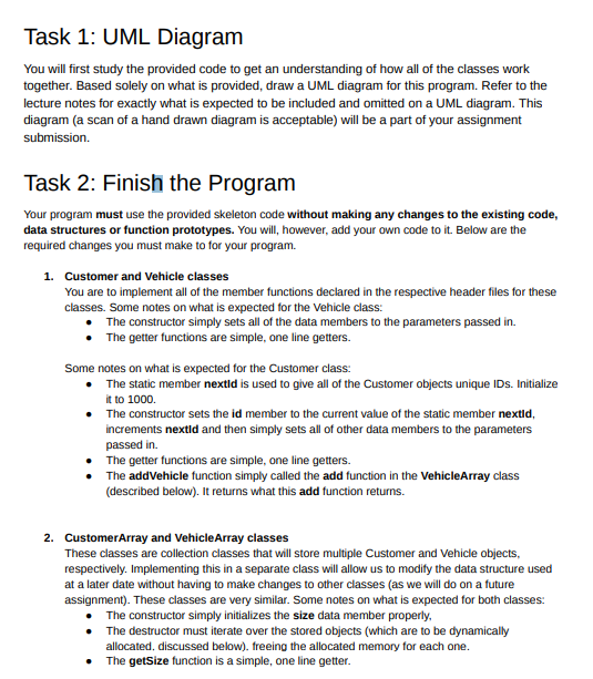 Task 1: UML Diagram You will first study the provided | Chegg.com