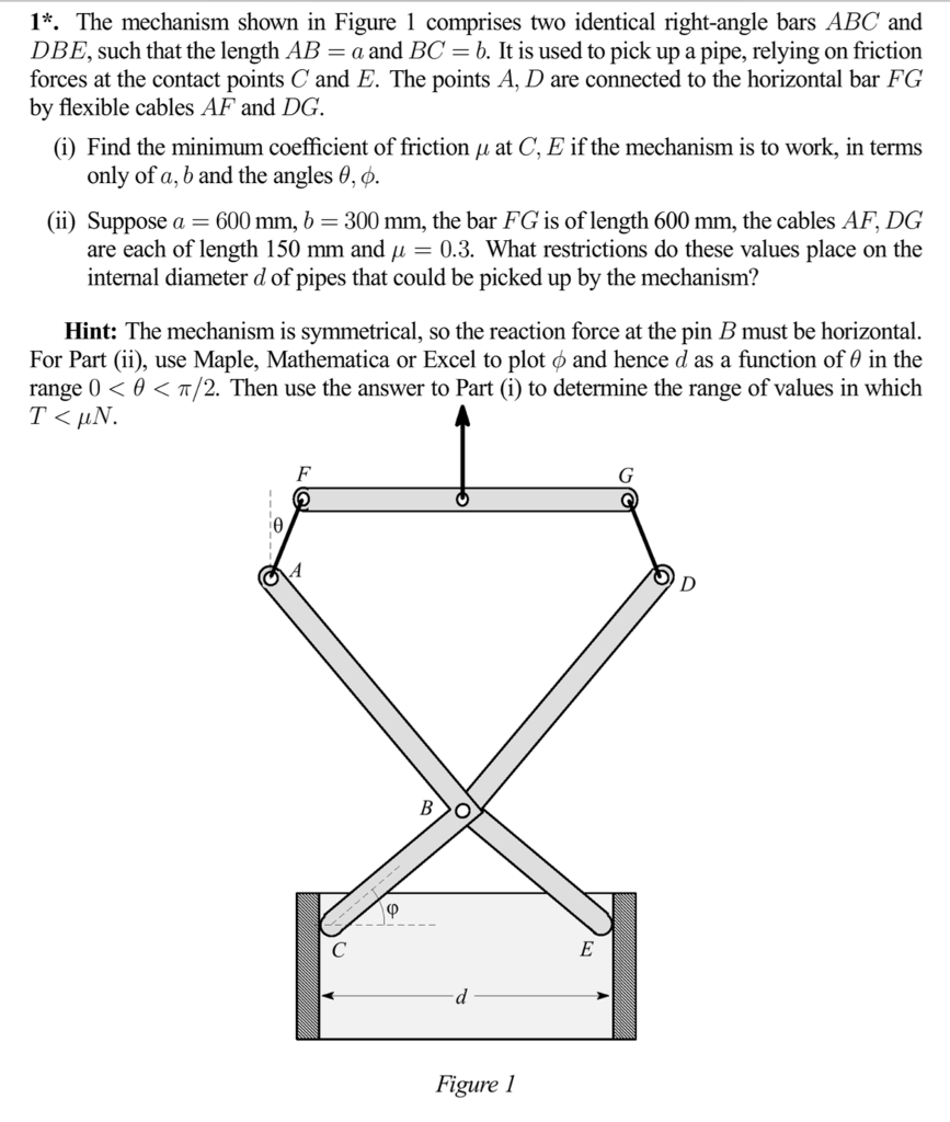 Solved The mechanism shown in Figure 1 comprises two | Chegg.com