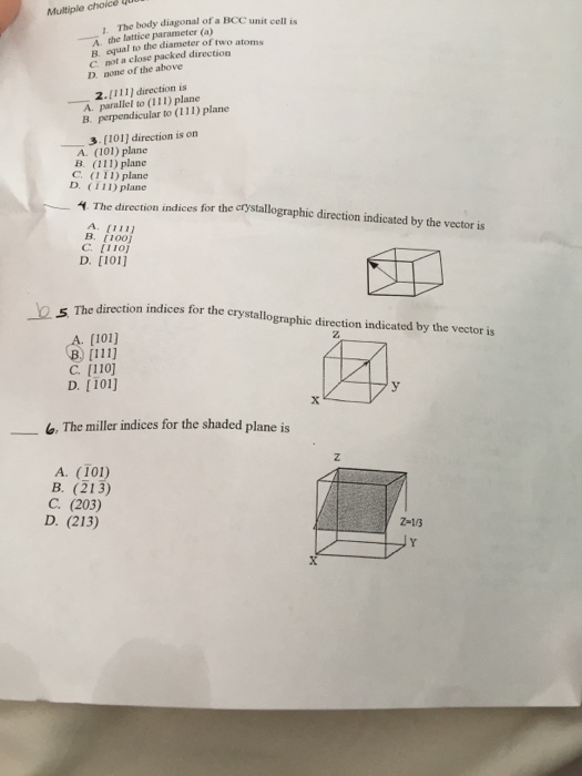 Solved The direction indices for the crystallographic | Chegg.com