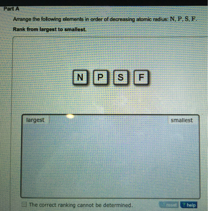 Solved Part A Arrange the following elements in order of | Chegg.com