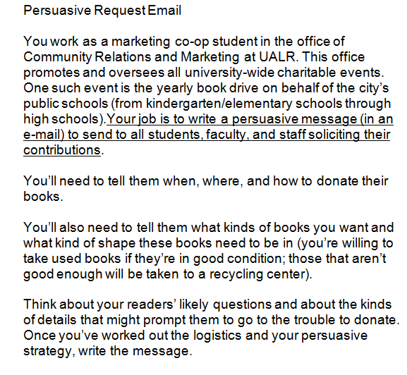 Solved Persuasive Request Email You work as a marketing | Chegg.com