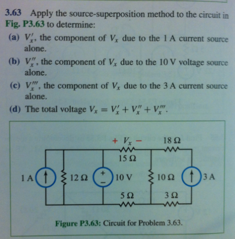 Apply the source-superposition method to the circuit | Chegg.com