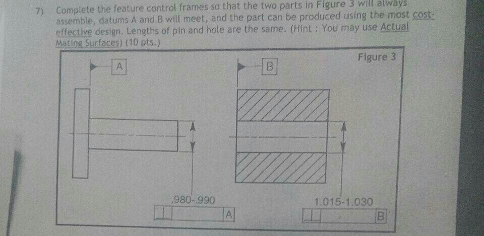 Solved 7) Complete the feature control frames so that the | Chegg.com