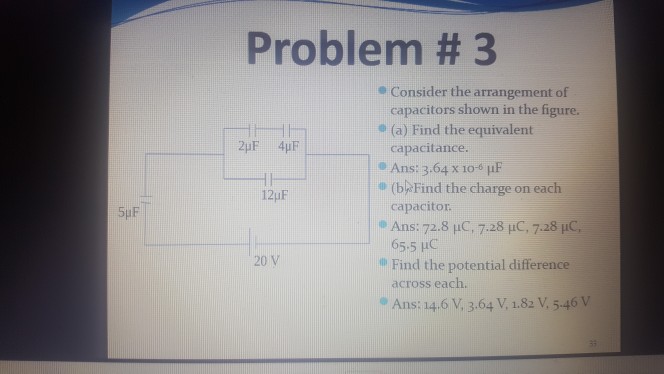 Solved Problem # 3 e Consider the arrangement of capacitors | Chegg.com