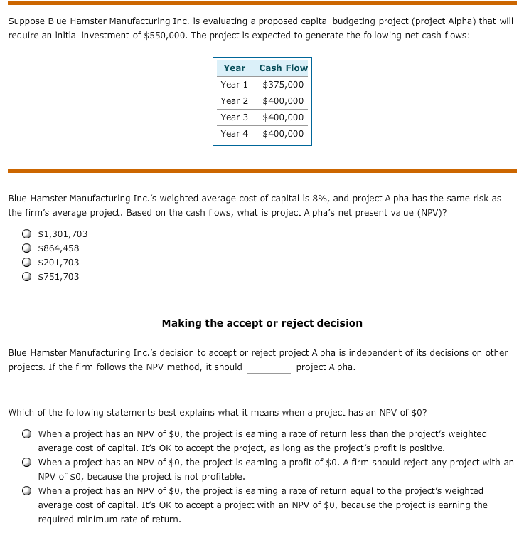 Solved Suppose Blue Hamster Manufacturing Inc. is evaluating | Chegg.com