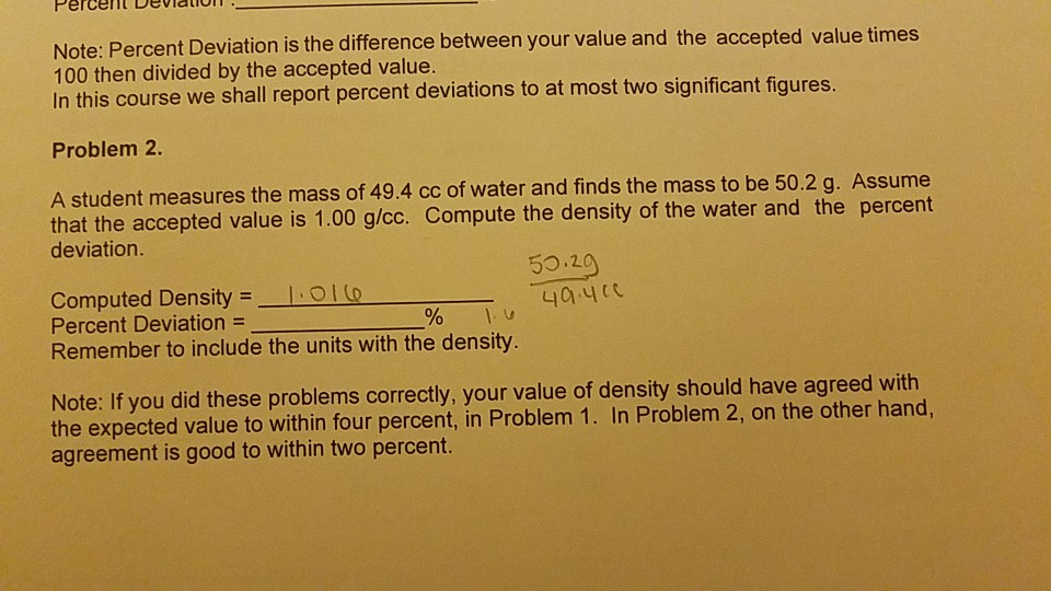 Solved Percefit Deviatio Note: Percent Deviation is the | Chegg.com