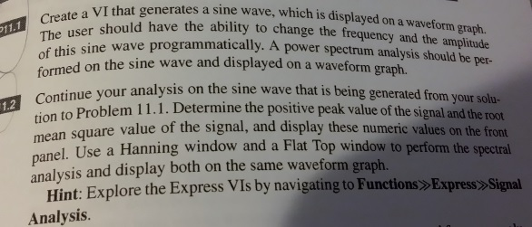 Solved Create a VI that generates a sine wave, which is | Chegg.com