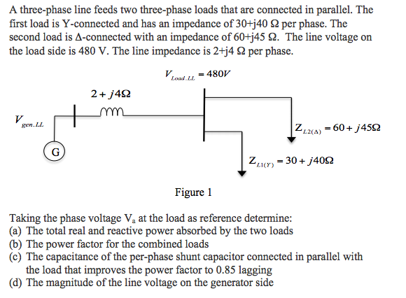 Solved A three-phase line feeds two three-phase loads that | Chegg.com