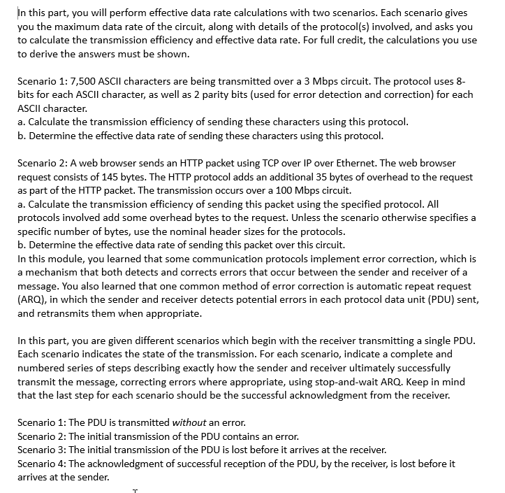 In this part, you will perform effective data rate | Chegg.com