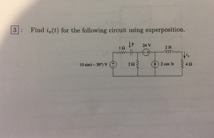 Solved Find i_o(t) for the following circuit using | Chegg.com