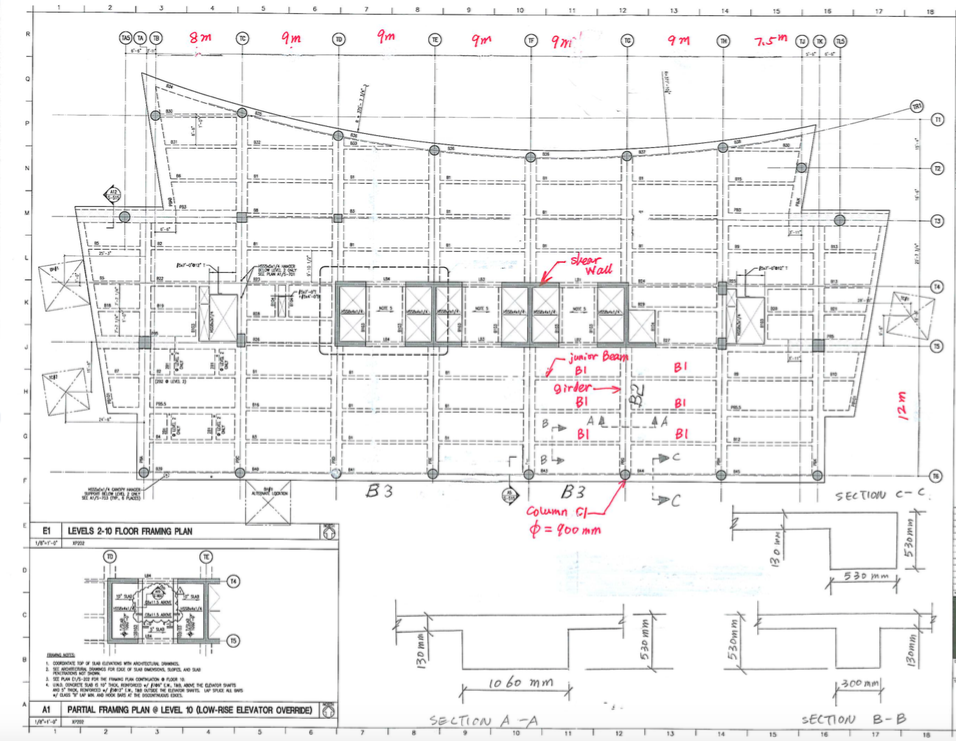 Solved The typical floor plan of a 20-story office building | Chegg.com