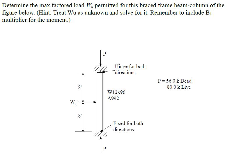 Solved Determine the max factored load Wu permitted for this | Chegg.com