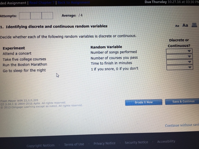 Solved Identifying Discrete And Continuous Random Variables 1497