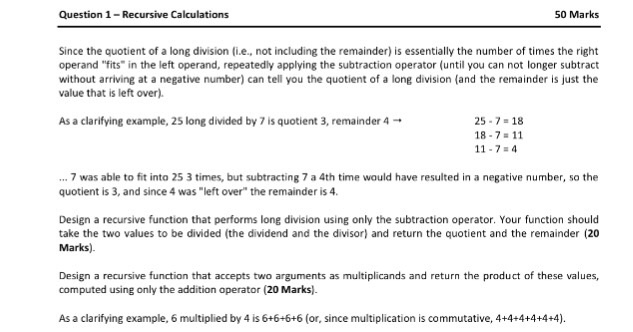 Solved Question 1-Recursive Calculations 50 Marks Since the | Chegg.com