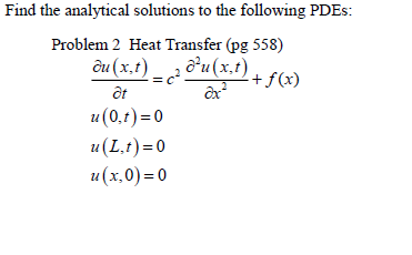 Find the analytical solutions to the following PDEs: | Chegg.com